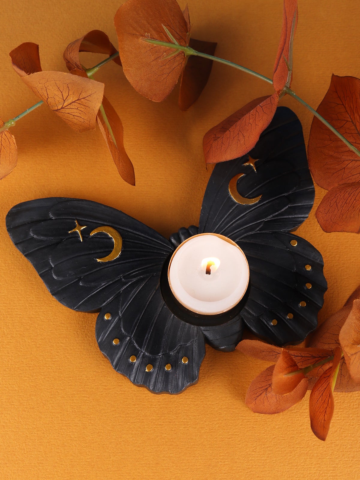 Black Moth Tealight Candle Holder | Cosmic