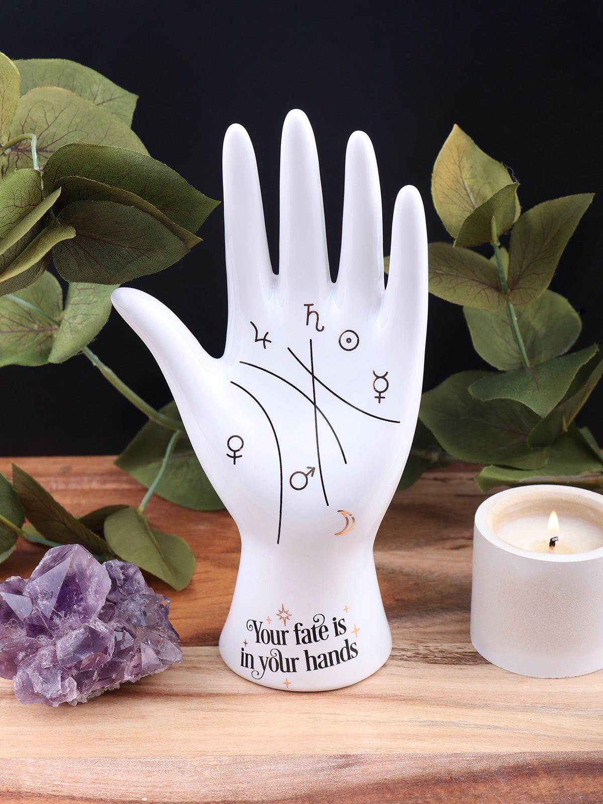 White Ceramic Palmistry Hand Ornament