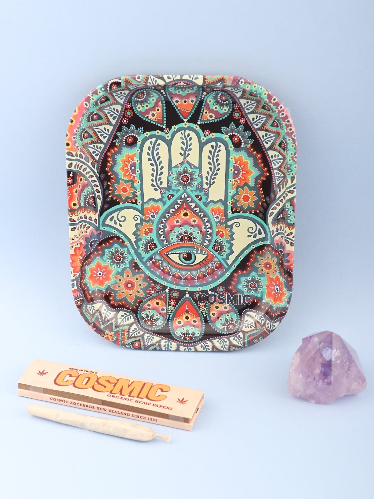Cosmic Rolling Tray Metal 18 X 14 Cm - Hamsa | Cosmic