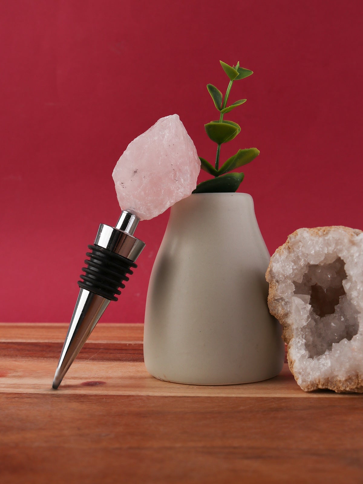 Crystal Wine Bottle Stopper - Rose Quartz | Cosmic