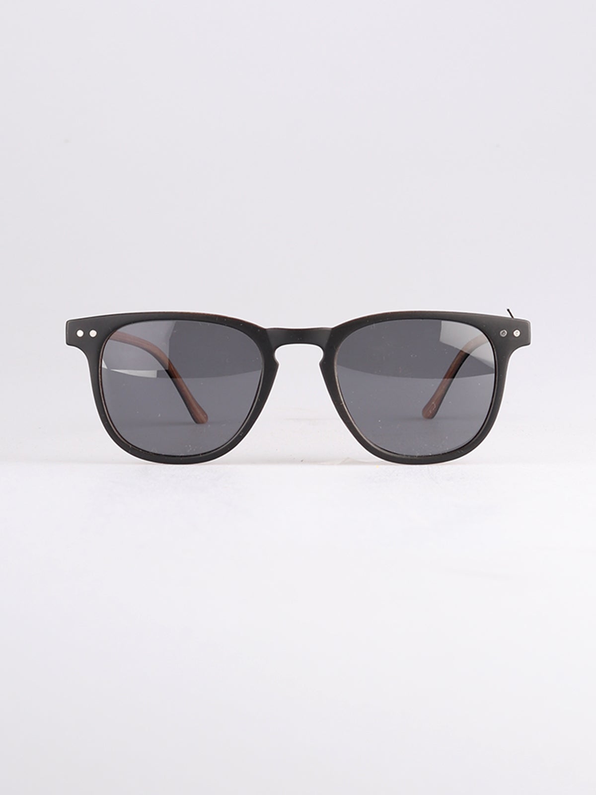 Retro Thin Frame Square Polarised Sunglasses - Matte Black | Cosmic