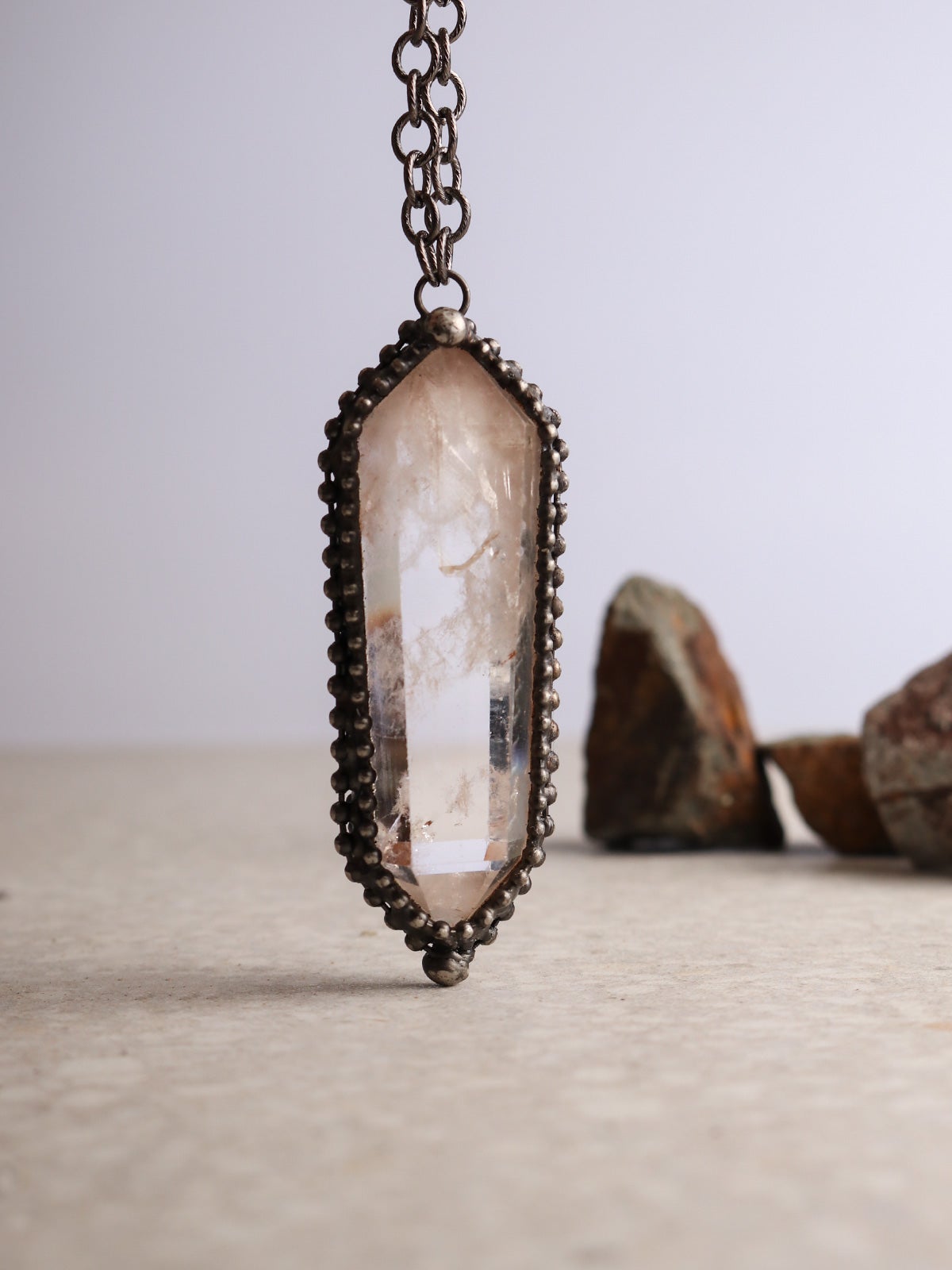 Solder Double Point Pendant - Clear Quartz | Cosmic