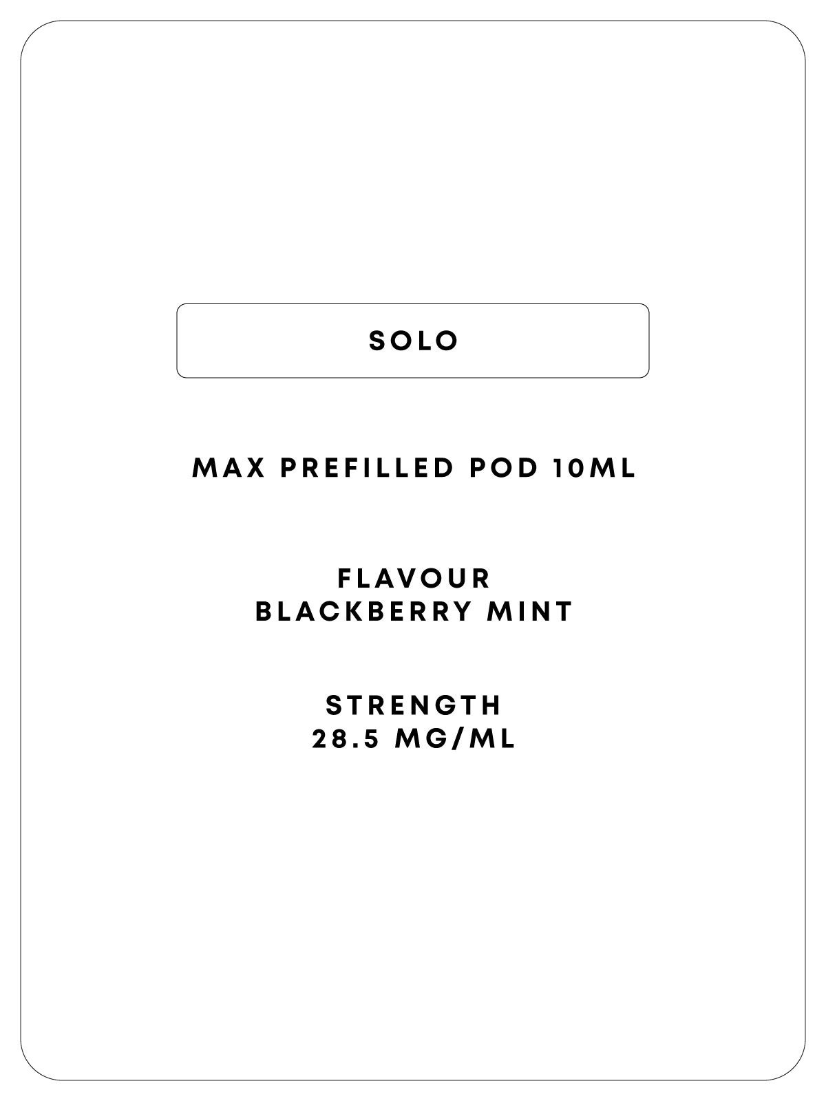 Solo Max Prefill 10ml Pod - Blackberry Mint | Cosmic