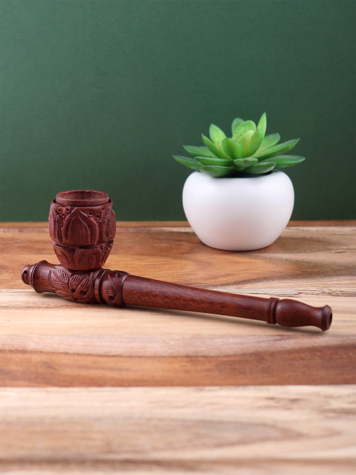 Wood Pipe Rosewood Carved 15cm | Cosmic